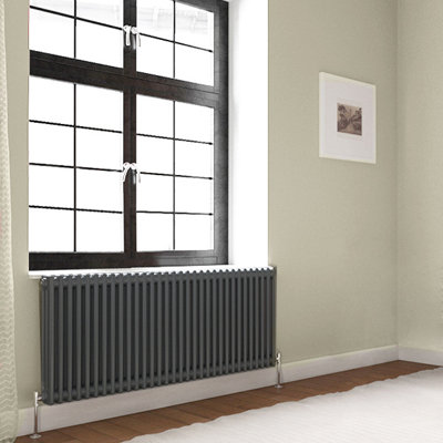 SKY BATHROOM Cast Iron 3 Column Radiator 600x1460mm Anthracite High ...