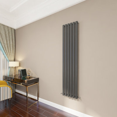 SKY BATHROOM Central Heating Oval Column 1600x354mm Anthracite Single ...