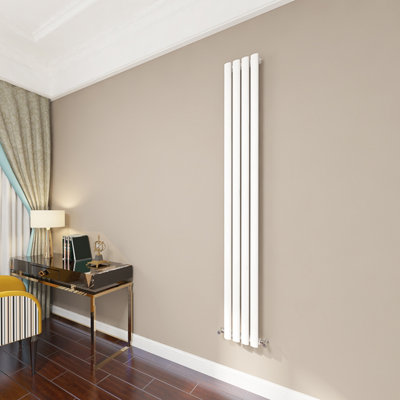 SKY BATHROOM Central Heating Oval Column 1800x236mm White Single ...
