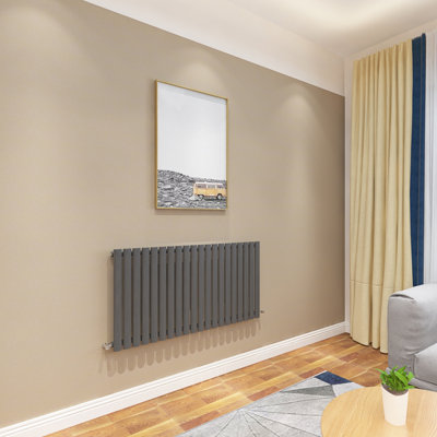 SKY BATHROOM Central Heating Oval Column 600x1180mm Anthracite Single ...