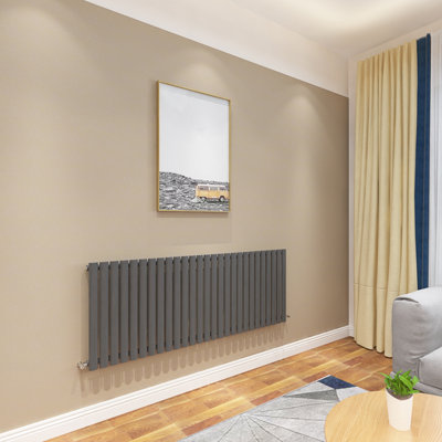 SKY BATHROOM Central Heating Oval Column 600x1593mm Anthracite Single ...