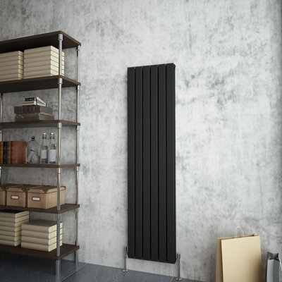 Buy Sky Bathroom Flat Panel Black Radiator Tall Upright Double ...