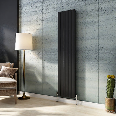 Sky Bathroom Flat Panel Black Radiator Tall Upright Double 1800x408mm ...