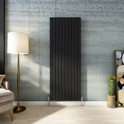 Sky Bathroom Flat Panel Black Radiator Tall Upright Single 1800x680mm ...
