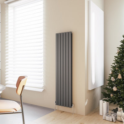 SKY BATHROOM Flat Panel Radiator 1600x408mm Double Anthracite High Heat ...