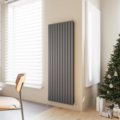 SKY BATHROOM Flat Panel Radiator 1800x680mm Double Anthracite High Heat ...