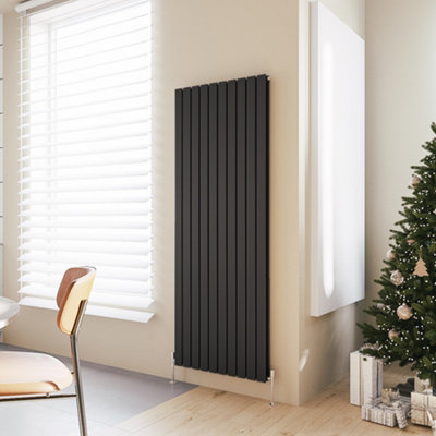 SKY BATHROOM Flat Panel Radiator 1800x680mm Double Black High Heat ...