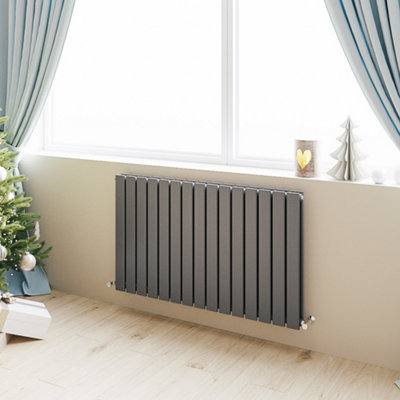 SKY BATHROOM Flat Panel Radiator 600x1020mm Double Anthracite High Heat ...