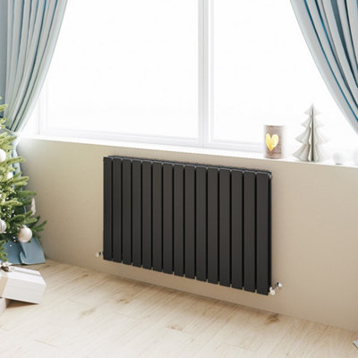 SKY BATHROOM Flat Panel Radiator 600x1020mm Double Black High Heat ...