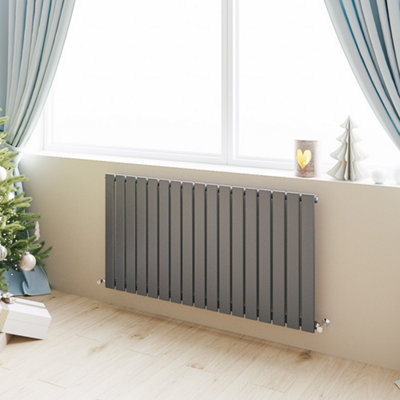 SKY BATHROOM Flat Panel Radiator 600x1156mm Single Anthracite High Heat ...