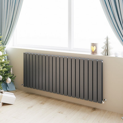 SKY BATHROOM Flat Panel Radiator 600x1428mm Double Anthracite High Heat ...