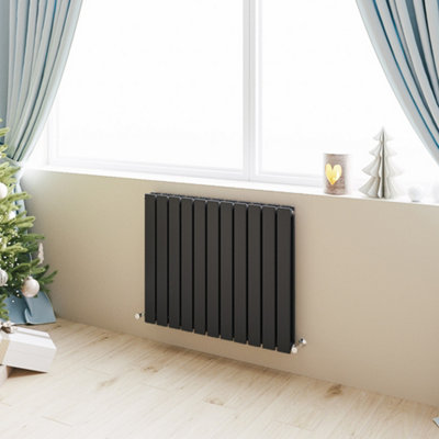 SKY BATHROOM Flat Panel Radiator 600x748mm Double Black High Heat ...