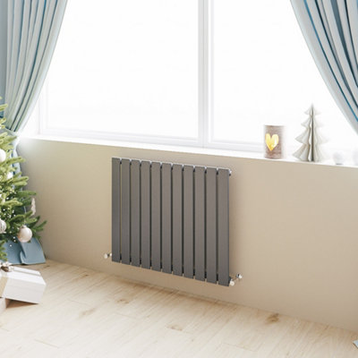 SKY BATHROOM Flat Panel Radiator 600x748mm Single Anthracite High Heat ...
