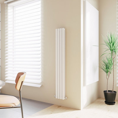 SKY BATHROOM Oval Column Radiator 1600x236mm Double White High Heat ...