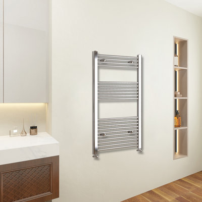 Sky Bathroom Radiator 1200x500mm Straight Heating Chrome With Angled ...