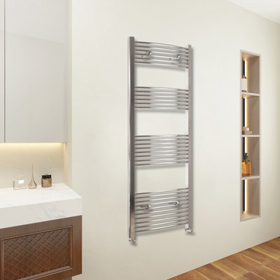 Sky Bathroom Radiator 1800x400mm Curved Heating Chrome With Angled ...