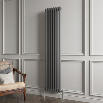SKY Bathroom Radiator Cast Iron 2 Column 1800x380mm Anthracite Vertical ...