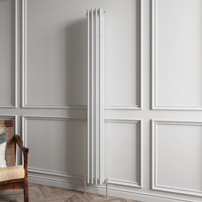 SKY Bathroom Radiator Cast Iron 3 Column 1800x200mm White Vertical With ...