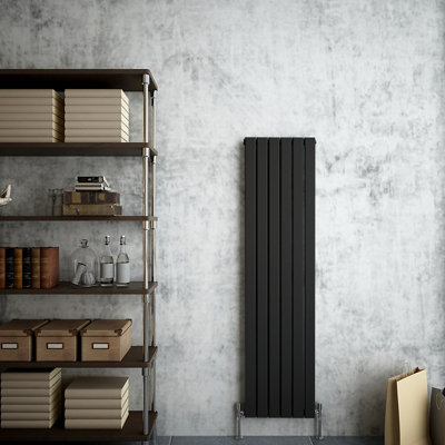 SKY Bathroom Radiator Flat Panel 1600x408mm Black Vertical Single ...