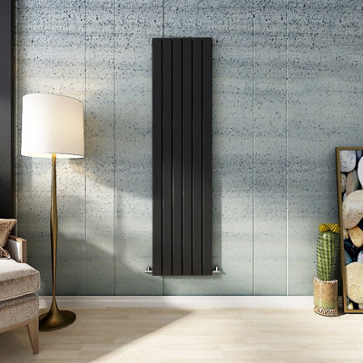SKY Bathroom Radiator Flat Panel 1800x408mm Black Vertical Single ...