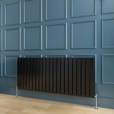 SKY Bathroom Radiator Flat Panel 600x1428mm Black Horizontal Double ...