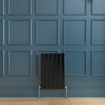 SKY Bathroom Radiator Flat Panel 600x408mm Black Horizontal Single ...