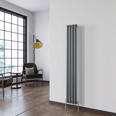 SKY Bathroom Radiator Oval Column 1600x236mm Anthracite Vertical Single ...