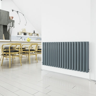 SKY Bathroom Radiator Oval Column 600x1180mm Anthracite Horizontal ...