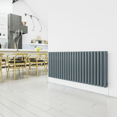 SKY Bathroom Radiator Oval Column 600x1416mm Anthracite Horizontal ...