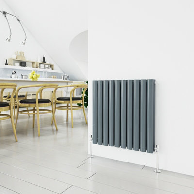 SKY Bathroom Radiator Oval Column 600x590mm Anthracite Horizontal ...