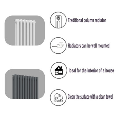 SKY Bathroom Radiator Traditional Cast Iron 2 Column 300x1010mm ...