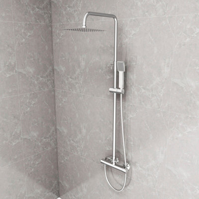 Sky Bathroom Silver Chrome Round Thermostatic Shower Mixer Set 200mm ...