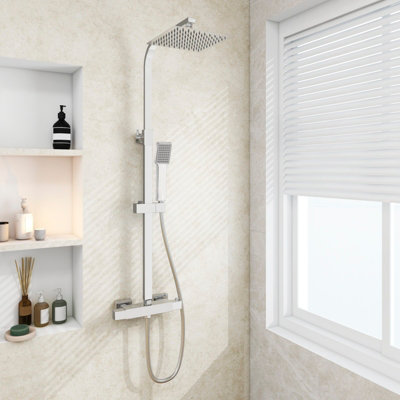 SKY Bathroom Square Exposed Thermostatic Mixer Shower Set With Shower ...