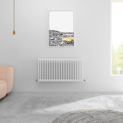 SKY Bathroom White Radiator 2 Column Cast Iron 600x1190mm Horizontal ...