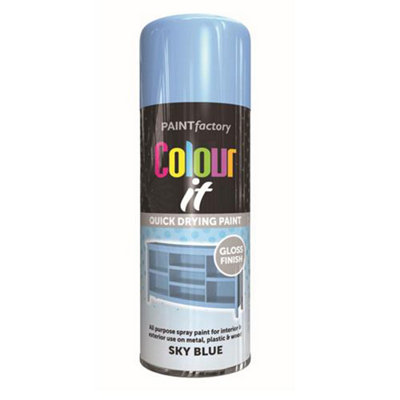 Sky Blue Gloss Paint 400ml (Spray) - Pack of 4 | DIY at B&Q
