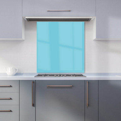 Sky Blue Premium Glass Kitchen Splashback W700mm x H650mm