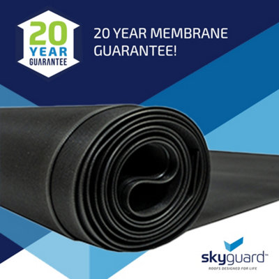 SkyGuard Rubber Roof Kit For Garden Rooms & Outbuildings, EPDM Membrane, Trims & Adhesives (3.5m ...