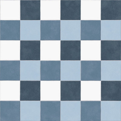 Skyline Blue 2.5mm Vinyl Flooring Tile Effect Geometric Vinyl Plank For ...