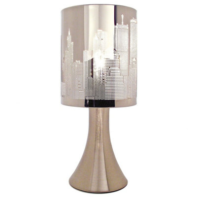 Skyline Touch Operated Lamp - Mains Powered Indoor Light with Silver ...