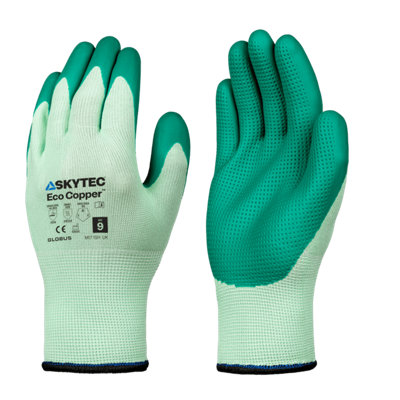 SKYTEC Eco Copper Recycled Latex Coated Wet & Dry Grip Work Gloves - Size 10 - XL