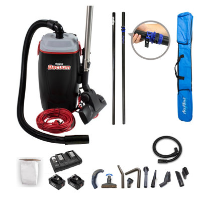 SkyVac Bacuum High-Level Back-Pack Vacuum Mains Powered 8.5M Telescopic ...