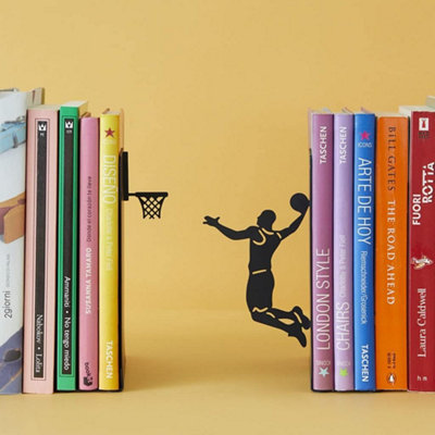Slam Dunk Netball Basketball Player Black Metal Support Bookends