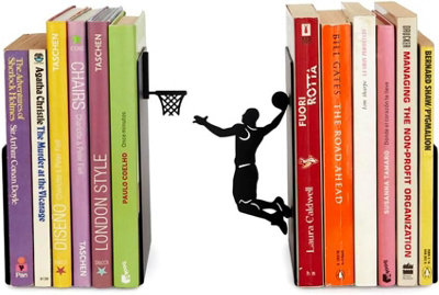 Slam Dunk Netball Basketball Player Black Metal Support Bookends