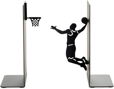 Slam Dunk Netball Basketball Player Black Metal Support Bookends