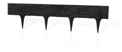 Slate Effect Lawn Edging 2.38m Black Plastic Border