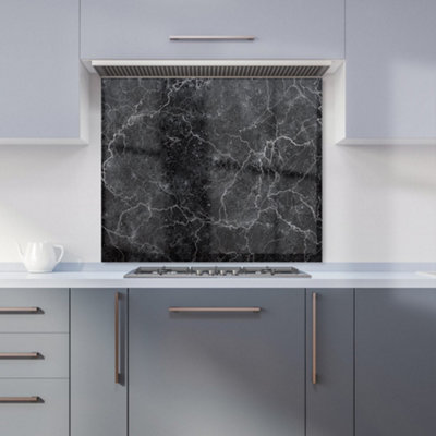 Slate Grey Quartz Effect Premium Glass Kitchen Splashback W900mm x ...