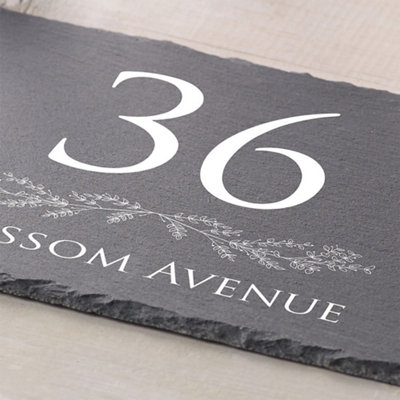 Slate House Sign Personalised Door Number Plaque 20cm x 15cm