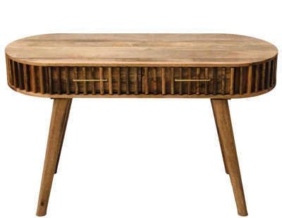 Slated Console Table 2 Drawer - Mango Wood - L50 x W125 x H76 cm ...