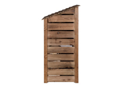 Slatted Slatted wooden log store W-99cm, H-180cm, D-88cm - brown finish