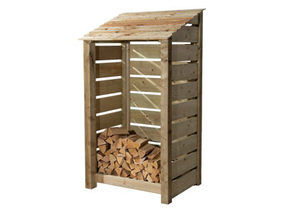 Slatted Slatted wooden log store W-99cm, H-180cm, D-88cm - natural ...